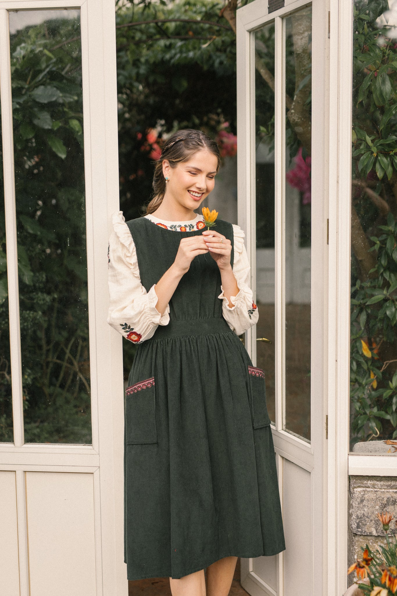 Alexandra Corduroy Pinafore in Bottle Green – Pink Lemons Boutique