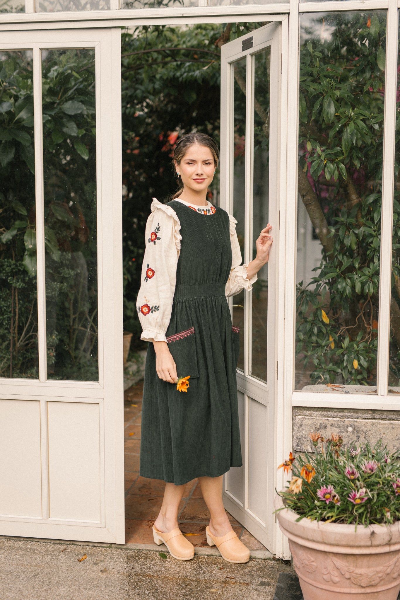 Alexandra Corduroy Pinafore in Bottle Green – Pink Lemons Boutique